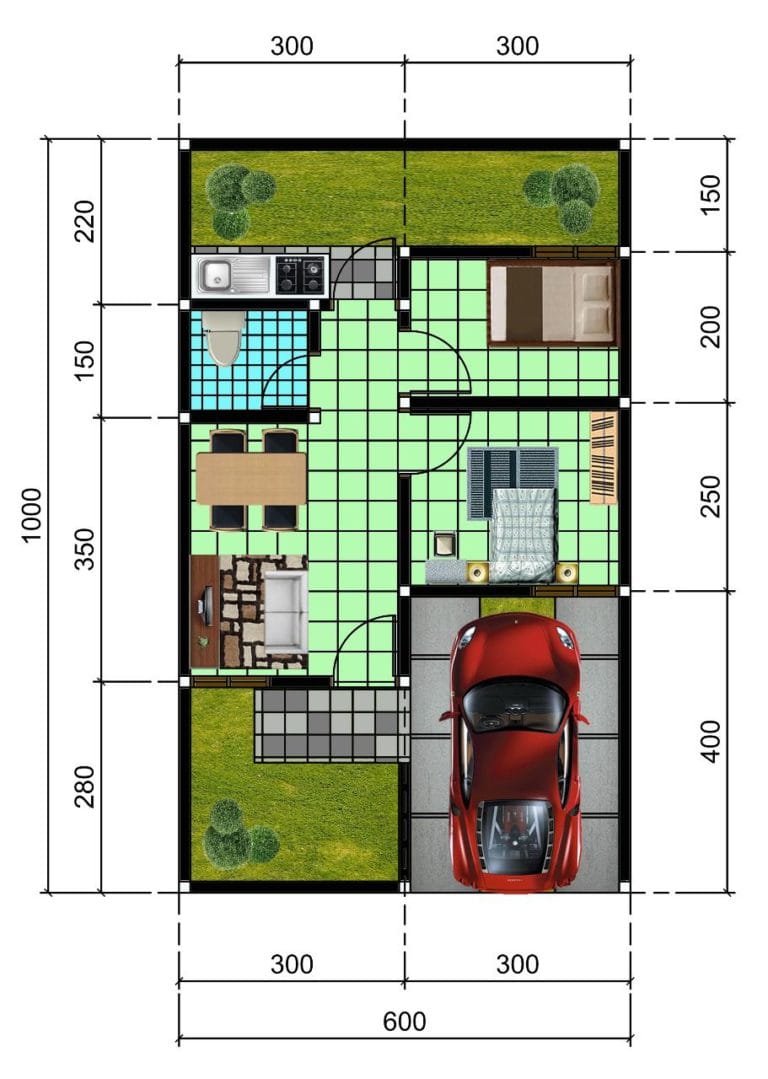 Denah ruangan terbaik pada rumah dengan luas tanah 60 m2 | Property ...